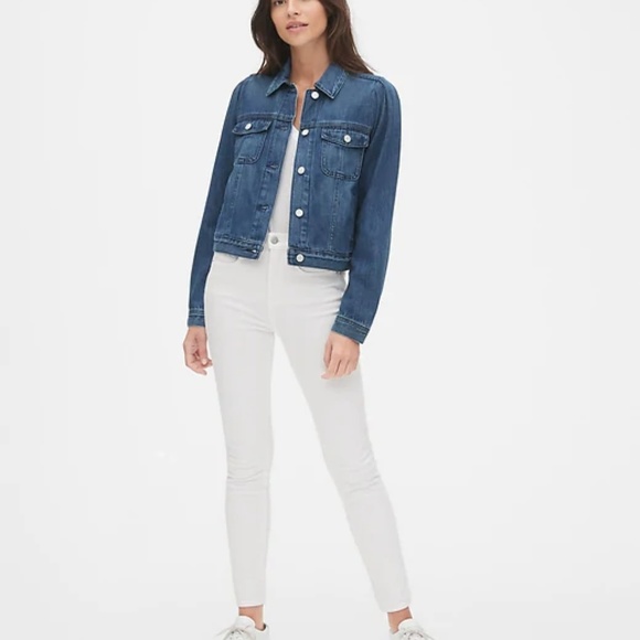 GAP | Jackets & Coats | Nwt Gap Womens Icon Denim Puff Sleeve Jacket ...